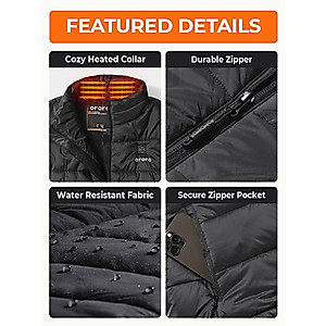 ORORO Men's Tall Size Heated Vest with Battery Pack, Puffer Heating Vest (Charger Not Included) (Black, XLT)