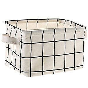 Lannu Canvas Storage Bins Organizer Toy Basket Classical Black and White Fabric Cloth Home Decor,Small,Set of 4