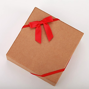 Meseey 50pcs 8 Inch Stretch Elastic Loops with Pre-Tied Red Ribbon Bows for Gift Wrapping,Baby Showers, Weddings, Christmas Boxes (8", Red)