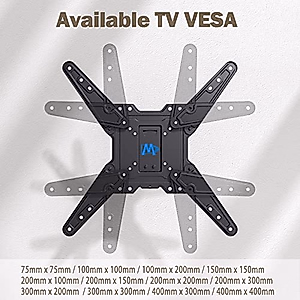 Mounting Dream TV Wall Mount for Most 26-55 Inch TVs, Full Motion TV Mount with Perfect Center Design on Single Stud Articulating Mount Max VESA 400x400mm up to 77 LBS, Wall Mount TV Bracket MD2413-MX