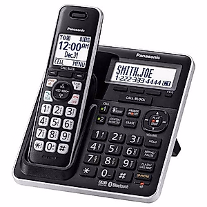 Panasonic KX-TG985SK Link to Cell Bluetooth Voice Assist Talking Caller ID Answer-by-Voice Call Block Low Battery Alert Cordless Phone - 5 Handset (Renewed)