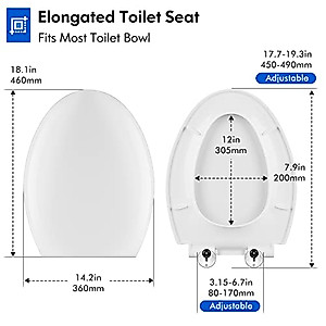 KE KING Toilet Seat, Premium Elongated Toilet Seat with Oval Cover, Easy Installation & Quick Release Toilet Seats, Soft Close Toilet Seat with Stable Hinge, Easy Cleaning- White