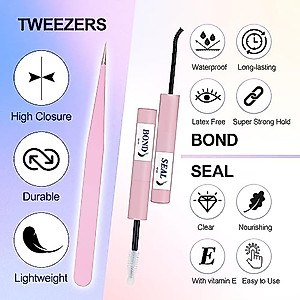 DIY Lash Extension Kit, 384pcs Lash Clusters Kit DIY Eyelashes Kit with Lashes Bond and Seal, Lash Kit for Lash Extension Beginners Self Application at Home Cluster Lash Book (4 Styles Mixed)