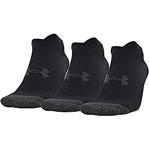 Under Armour Adult Performance Tech No Show Socks, Multipairs, Black (3-Pairs), Medium