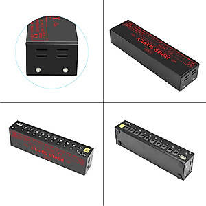 VSN Guitar Pedal Power Supply 10 Isolated DC Output for Power Supply 9V/12V/18V DC Outputs & USB Charging Port with Short Circuit/Overcurrent Protect