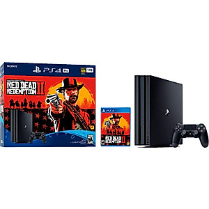 New Sony PlayStation 4 Pro 1TB Red Dead Redemption 2 Console Bundle with HDR Technology for 4K TV Gaming - Jet Black