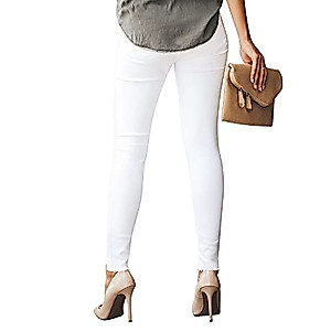 POTILI Women's High Waisted Jeans for Women Distressed Ripped Jeans Butt Lifting Skinny Stretch Denim Pants White Size 14