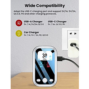 LSENLTY Upgraded Portable Carbon Monoxide Detectors, 120-Hour Standby Time, 3 in 1 CO Monitor(Temp, Humidity and CO Value), Alarm Function, Lanyard and Bracket Design, Easy to Use CO Detector