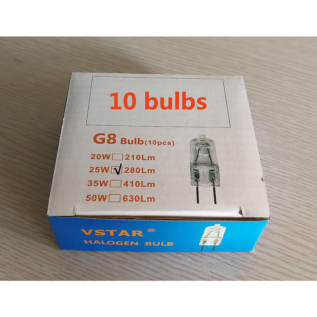 Vstar® G8 120V 25W Halogen Light Bulbs,(Shorter <37mm),Dimmable,10 PCS