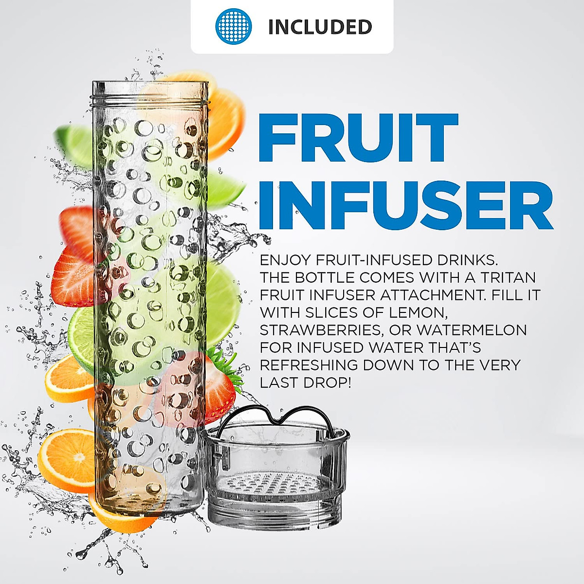 ARELL Wide Mouth Sports Water Bottle - Leakproof Vacuum Insulated for Hot & Cold Beverages - Double-Wall Metal Canteen with Sweatproof Straw Lid, Chug Cover, Fruit Infuser - 32oz Wild Violet