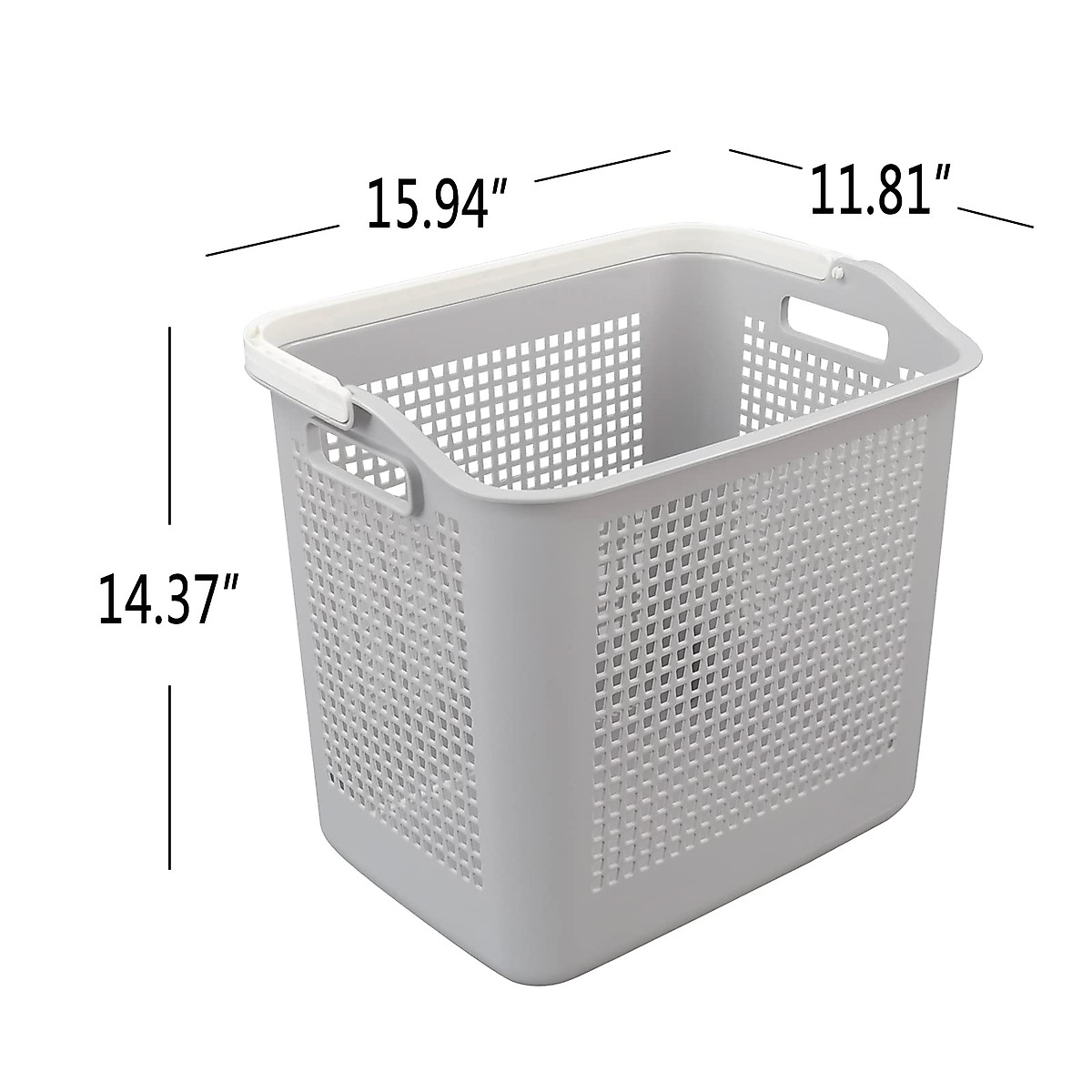 Hommp 4-Pack 35 L Plastic Laundry Hamper, Large Storage Basket with Handle, Gray