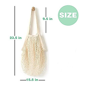 YOYI YOYI Reusable Produce Bags Cotton Mesh Grocery Bags,Washable Portable Vegetable Bag, 100% Cotton Mesh String Organizer Shopping Bag Handle Net Tote(3 Piece)