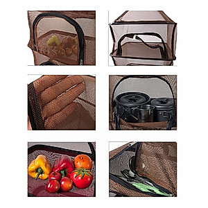 Desy & Feeci Camping Dry Net-4 Layer Outdoor Hanging Foldable Drying Rack, Camping Organizer Mesh Dryer Storage for Home Picnic BBQ Tableware/Dishes/Food/Vegetables/Fruit/Clothing