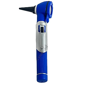 New Mini Fiber Optic Otoscope Blue (Pocket Size) Medical Ent Diagnostic Set Plus 1 Extra Replacement Bulb Cynamed