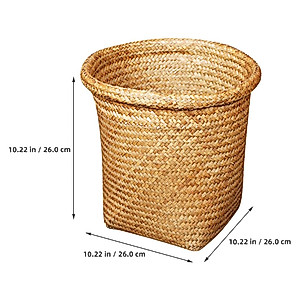 ABOOFAN Wicker Waste Basket Straw Woven Trash Can Rustic Garbage Container Bin Flower Basket for Bathroom Kitchen Home Office M