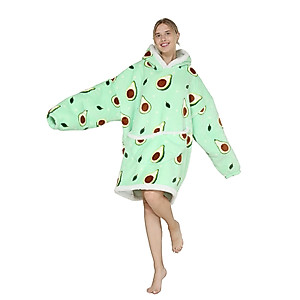 Deserthome Wearable Blanket Hoodie Oversized Hooded Blanket for Adult Women Super Soft Comfortable Warm Flannel Green Avocado