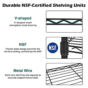 WDT NSF Certified Storage Shelves on Wheels, Heavy Duty Metal Shelves for Storage with Adjustable Stand, 6-Tier Wire Shelving Unit for Garage Pantry Kitchen Shelf Rack(17" W*47" D*80" H), Black