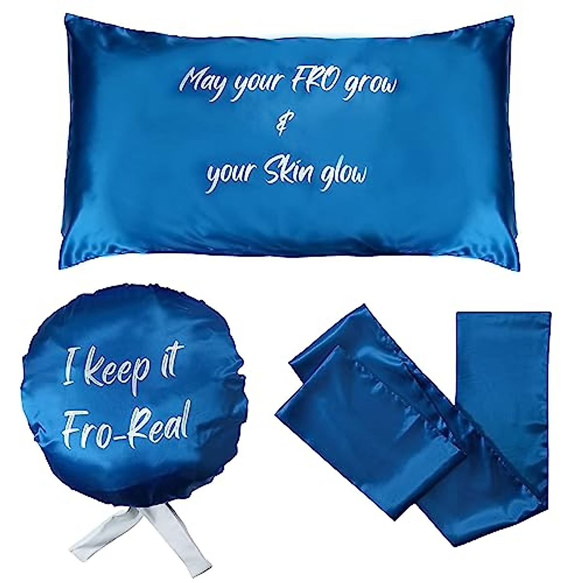 Zeta Phi Beta Sorority Paraphernalia: Satin Bonnets, Satin Pillowcase and Satin Head Scarf - 3 Piece Set; Hair Bonnets for Black Women