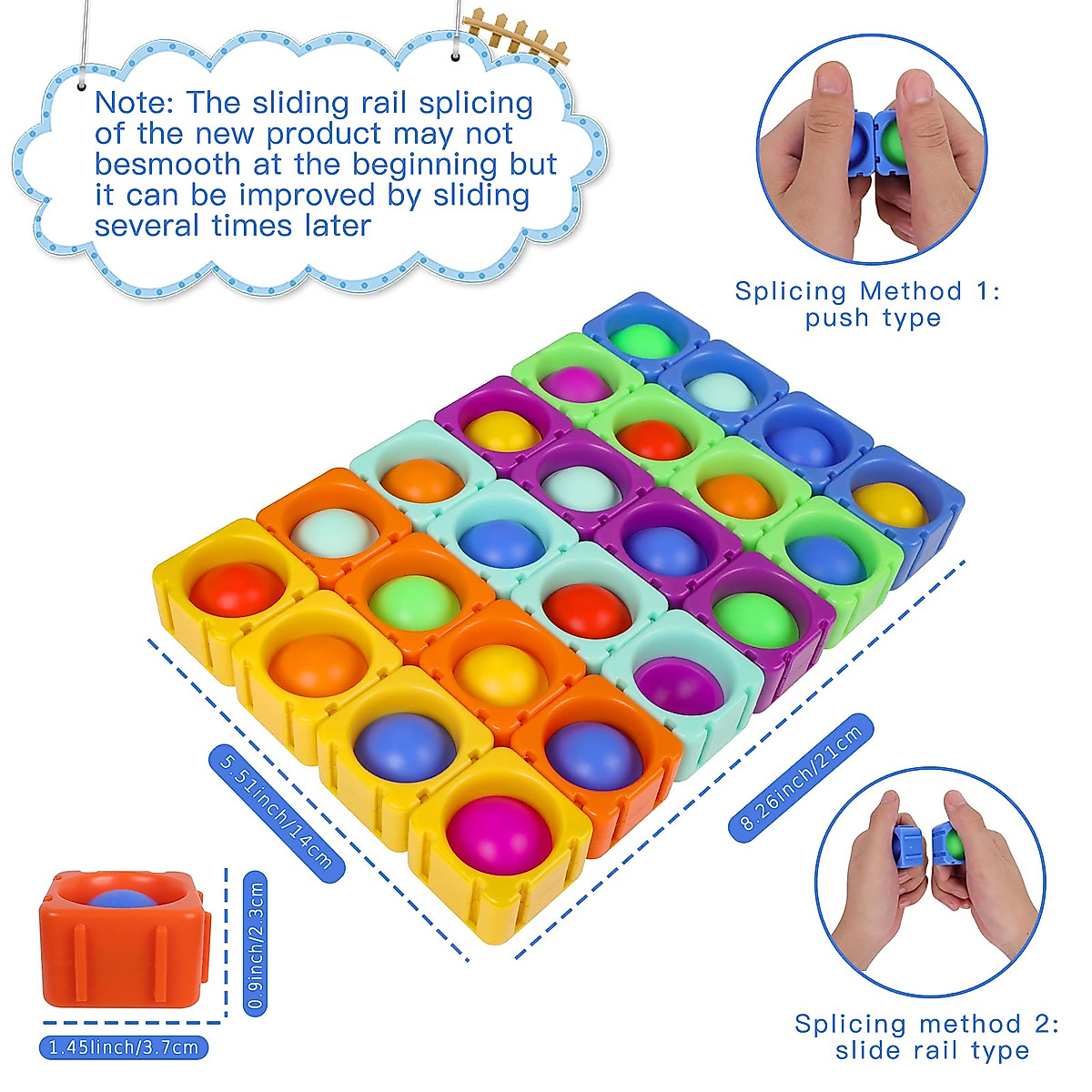 Pop Its Fidget Toys Girl Boy Creative DIY Fidget Building Block Toy Set 24Pcs Dimple Fidget Packs for Kids Anxiety Stress Relief Sensory Toys for Autistic Children ADHD Toddler Educational Toy Gift