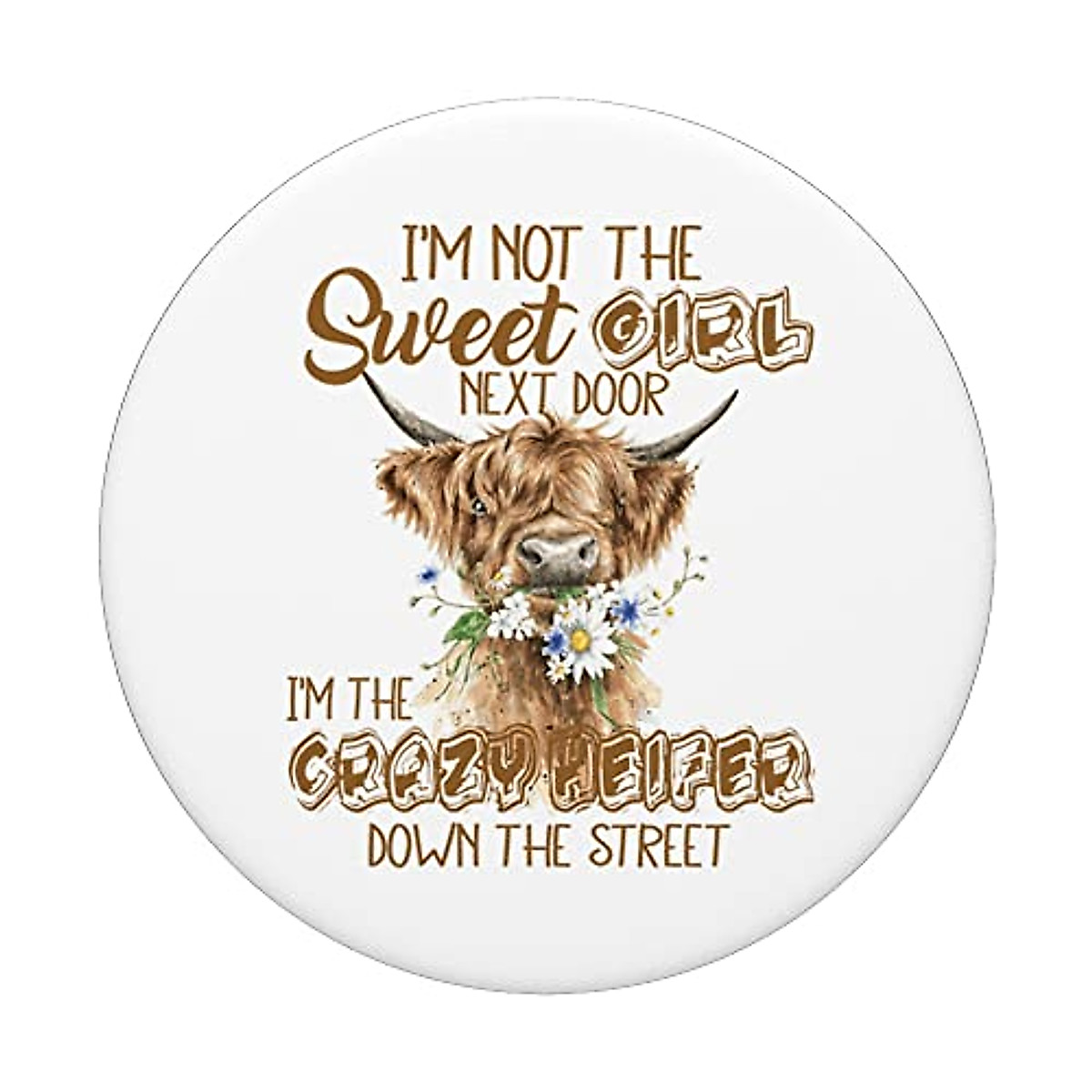 Floral Baby Highland Cow Bandana Not Today Heifer Cow Farmer PopSockets Swappable PopGrip