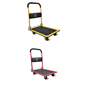 Wellmax 330lb Platform Cart Yellow and Red
