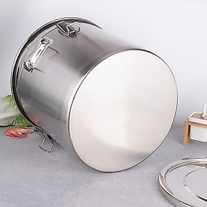 304 Stainless Steel Cereal Container Rice Cereal Grain Coffee Bean Container for Household Kitchen Food Flour Oil Milk Storager Bucket Canisters with Lid and Sturdy Locking Clamp, 6L