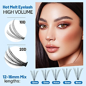 Bodermincer 10D 20D 240pcs Cluster Eyelash Extensions 8-9-10-11-12mm Mixed/ 10-11-12-13-14mm Mixed/12-13-14-15-16mm Mixed Eyelash Clusters Lash Extension Individual Lashes for Self Application