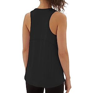 sissycos Women's Workout Racerback Tank Tops Loose Fit Sleeveless Athletic Shirts (Black, XX-Large)