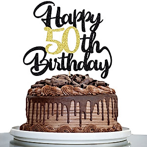 Klionjor 50th Happy birthday cake topper happy birthday cake decoration 50th birthday party decoration gift plugin (50)