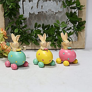 unknowns Resin Bunny Sitting Eggshell Decorations Spring Easter Figurines Tabletopper Accessories for Party Home Holiday Garden Ornament