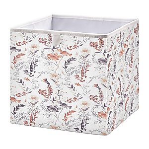 Kigai Vintage Flower Leaves Cube Storage Bins - 11x11x11 In Large Foldable Storage Basket Fabric Storage Baskes Organizer for Toys, Books, Shelves, Closet, Home Decor