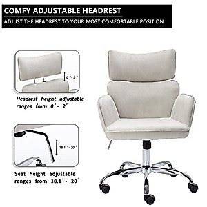 BFZ Ergonomic Office Chair, Home Office Desk Chairs with Adjustable Headrest, Mid Back Velvet Computer Chair, Height Adjustable Rolling Swivel Executive Task Chair, Tilt Function