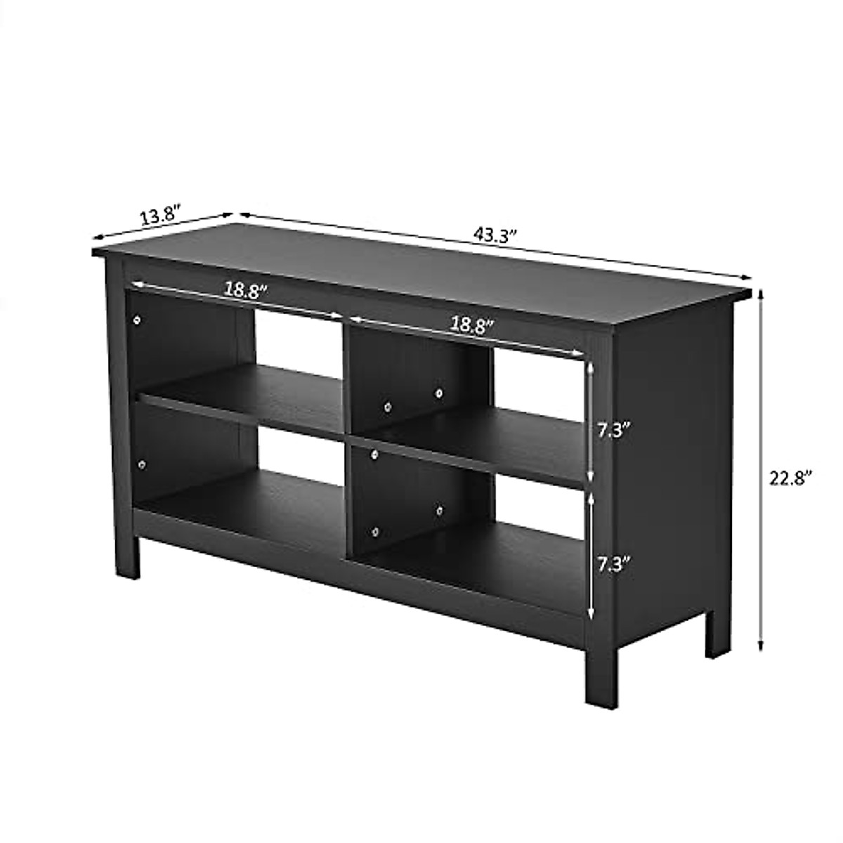 Panana Black TV Stand for 50 inch TV, Storage Shelves, Entertainment Center, Media Console, Living Room, Bedroom