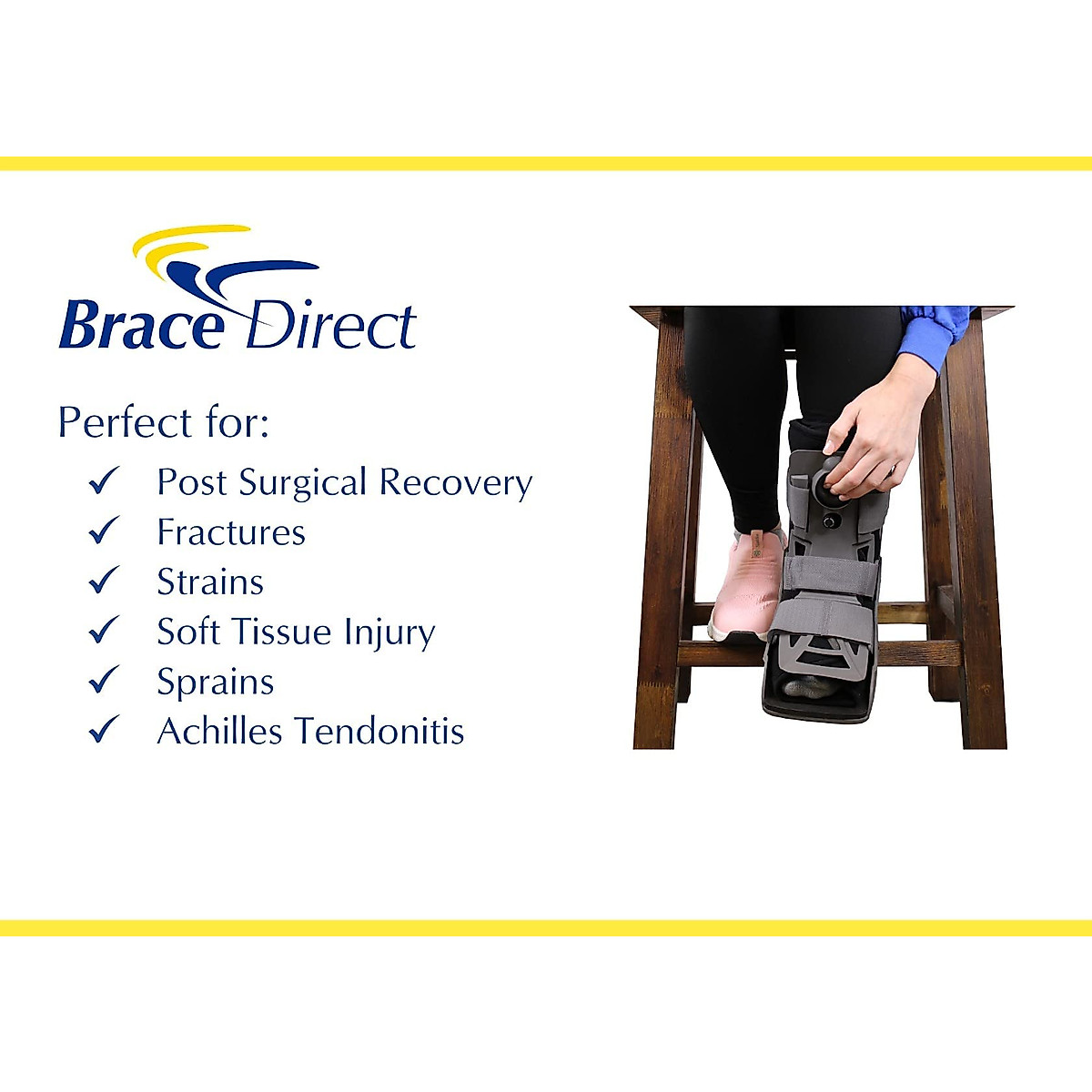 Brace Direct Full Shell Walker Boot (Lg) + Frozen Ice Cold Therapy Machine- Boot for Toe, Foot or Ankle Injury, Fractures, Sprains and Cold Circulating Therapy Unit