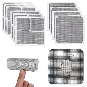 Cobee Self-Adhesive Window Screen Repair Patches Kit, 10 Sheets 3 Sizes Screen Door Replacement Repair Kit Fiberglass Mesh Wall Repair Patches Drywall Tools Wall Hole Quick Repair Patch(Black)