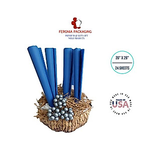 Dark Blue Tissue Paper Squares, Bulk 24 Sheets, Premium Gift Wrap and Art Supplies for Birthdays, Holidays, or Presents by Feronia packaging, Large 20 Inch x 26 Inch