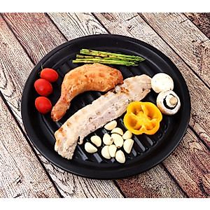 GREATUS Korean Dojagi Grill Pan 13 Inches, Stoneware Ceramic Griddle Indoor Outdoor Stovetop Nonstick BBQ Oven Dishwasher safe PTFE PFOA free