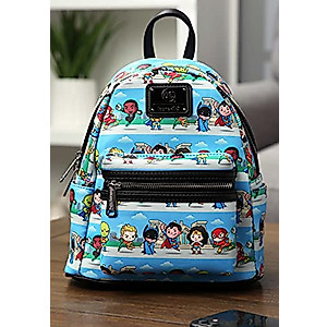 Loungefly DC Comics Superheroes Chibi Lineup Womens Double Strap Shoulder Bag Purse