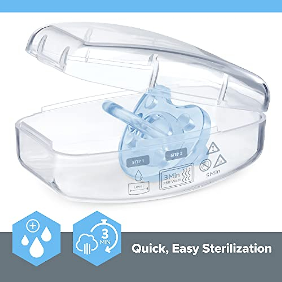Chicco PhysioForma® 100% Soft Silicone One Piece Pacifier for Babies 0-6m, Orthodontic Nipple, BPA-Free, 4-Count with Sterilizing Case,4 Count (Pack of 1)