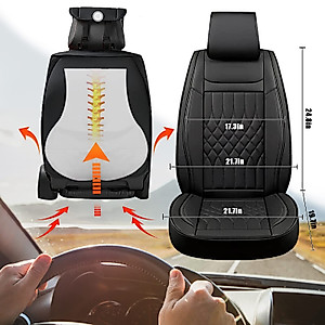 Tallew 2 Pieces Car Seat Covers Front Seat Vehicle Cushion Cover Waterproof Black Interior Covers Faux Leather Seat Covers Universal Car Sit Covers Fit for Most Cars Automotive Seat Accessories