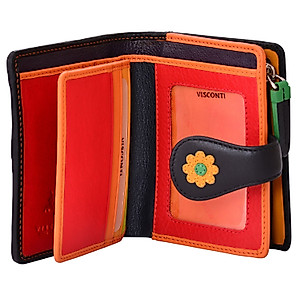 Visconti Sunshine DS-80 Womens Floral Multi Colored Bifold Wallet - Black Multi
