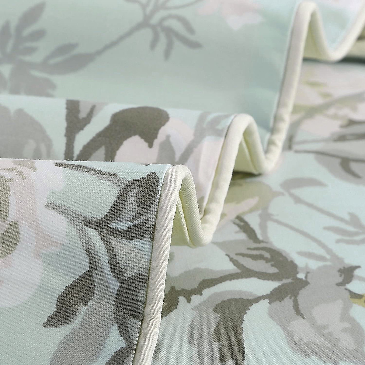 Brandream French Country Garden Toile Floral Printed Duvet Quilt Cover Cotton Bedding Set Asian Style Tapestry Pattern Chinoiserie Peony Blossom Tree Branches Multicolored Design (Queen,Mint Green)