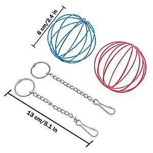 2PCS Rabbit Hay Feeder Ball, Bunny Grass Sphere Play Chew Toy, 2-in-1 Hay Manger Dispenser for Chinchillas, Guinea Pigs, Hamsters, Small Animals Blue, Red