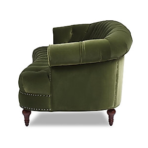 Jennifer Taylor Home La Rosa Victorian Chesterfield Tufted Sofa, Olive Green Performance Velvet