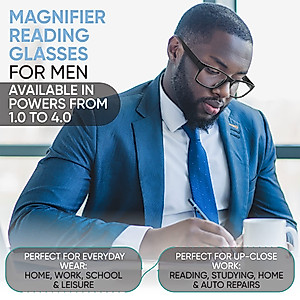 Yogo Vision Reading Glasses Men Women Readers Lightweight Eyeglasses Standard Fit Rectangle Style Anti Glare Filter 5 Pairs Black 2