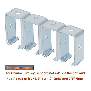 Channel Trolley Track Hanger for P1834-EG, Intermediate Support Hanger Bracket for 1-5/8" Strut Channel - 4 Packs