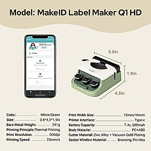 Makeid Label Printer HD(300dpi), Portable Bluetooth Handheld Label Maker Machine with Tape, Multiple Templates Compatible with iOS Android Easy to Use Rechargeable Labeler