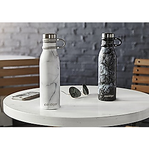 Contigo Matterhorn Vaccum Insulated Stainless Steel Water Bottle with Leak-Proof Chug Cap, Drinks Stay Cold up to 24 Hours or Hot up to 10 Hours, Fits Most Cup Holders, 20oz White Marble