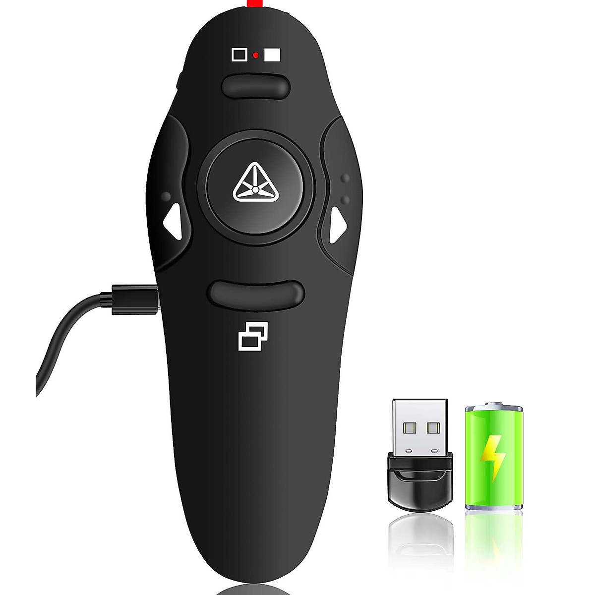 Rechargeable Presentation Clicker with Red Laser Pointer, Wireless Presenter Remote for PPT Clicker, 2.4GHz Presentation Remote Slide Advancer Powerpoint Clicker for Mac/Computer/Laptop/Keynote…