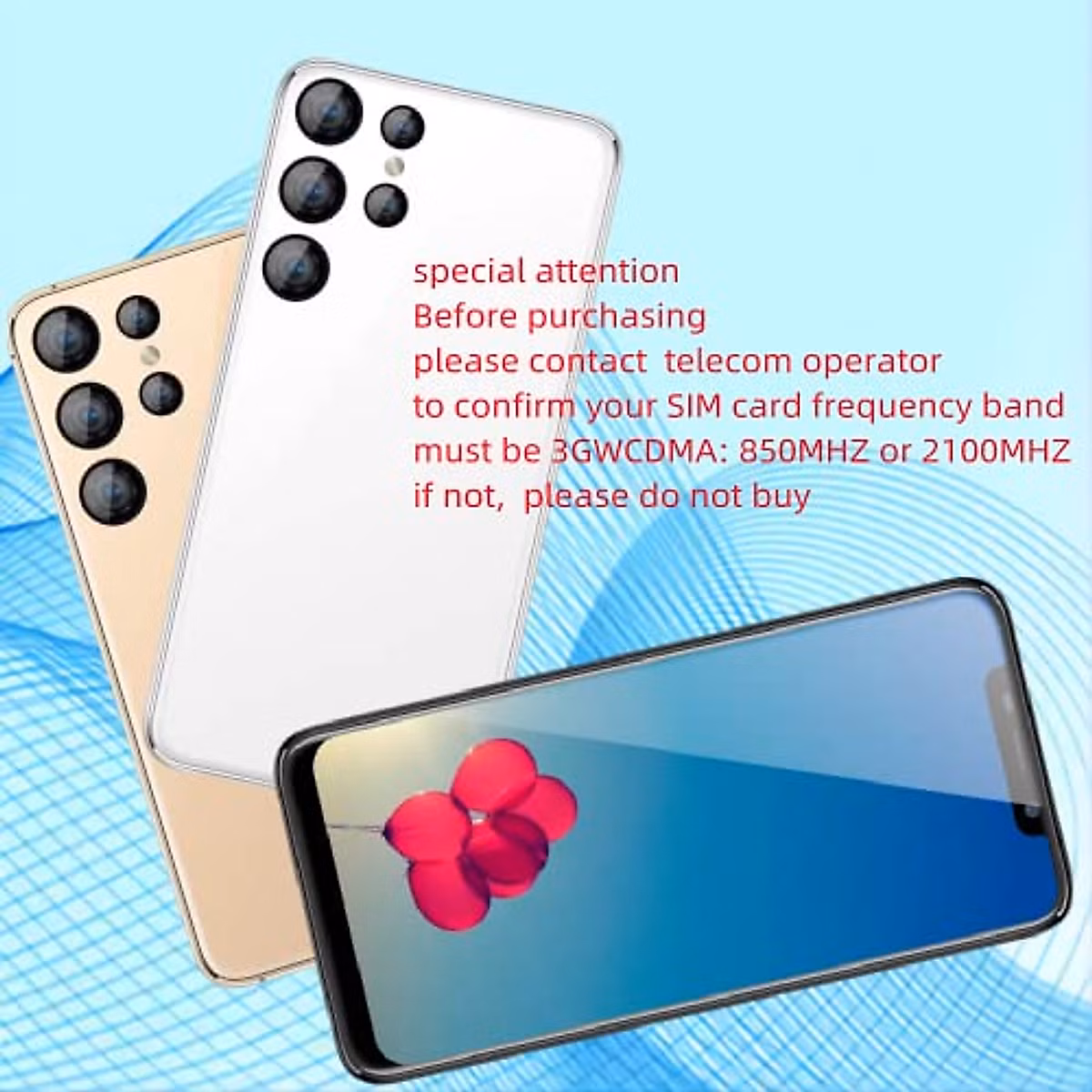 zsddzzy 6.52 inch Screen，Y200，Android Smartphone ，Dual SIM Card，1GB RAM 16GB ROM，Only Supports Dual SIM Card Frequency Band of 3GWCDMA ：850/2100MHZ，Unlocked Cell Phone(White)